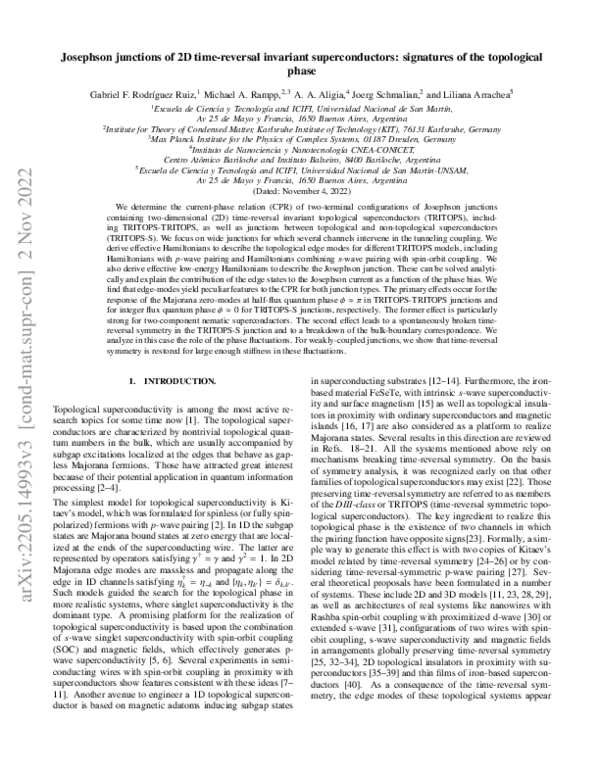 (PDF) Josephson junctions of 2D time-reversal invariant superconductors ...