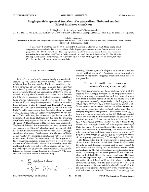 (PDF) Single-particle spectral function of a generalized Hubbard model ...