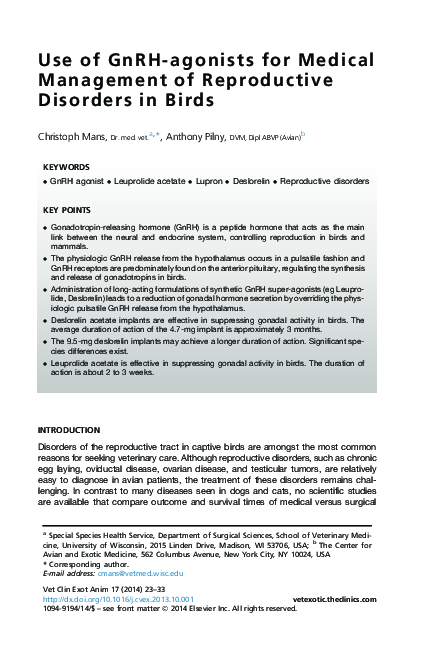 (PDF) Use of GnRH-agonists for Medical Management of Reproductive ...