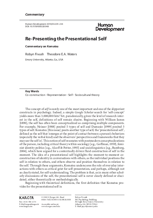 (PDF) Re-Presenting the Presentational Self