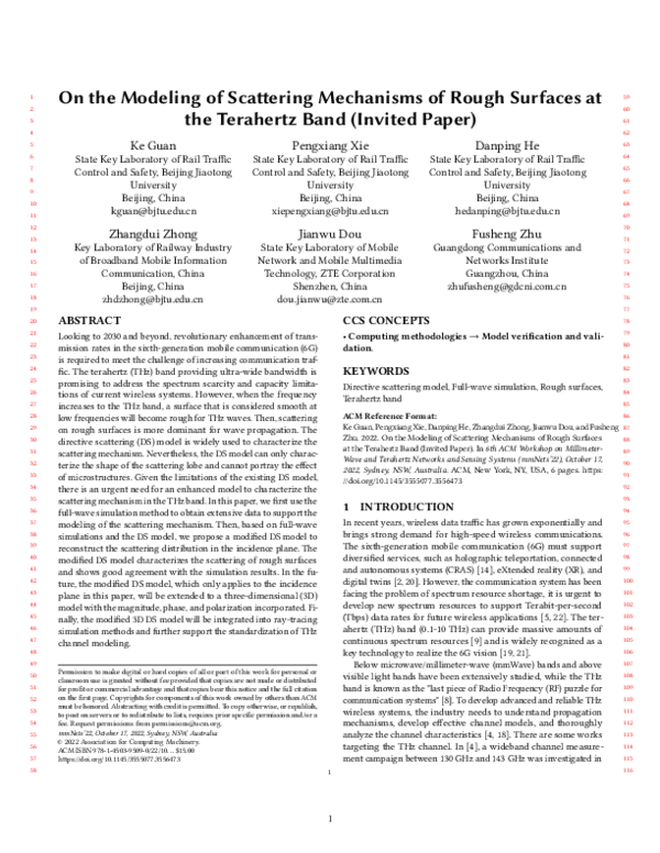 (PDF) On the modeling of scattering mechanisms of rough surfaces at the terahertz band