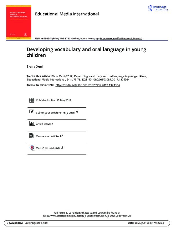 (PDF) Developing vocabulary and oral language in young children