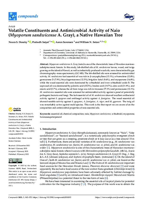 (PDF) Volatile Constituents and Antimicrobial Activity of Naio ...