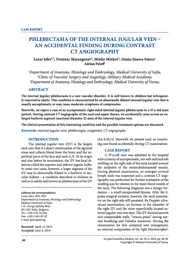 (PDF) Phlebectasia of the internal jugular vein - an accidental finding ...