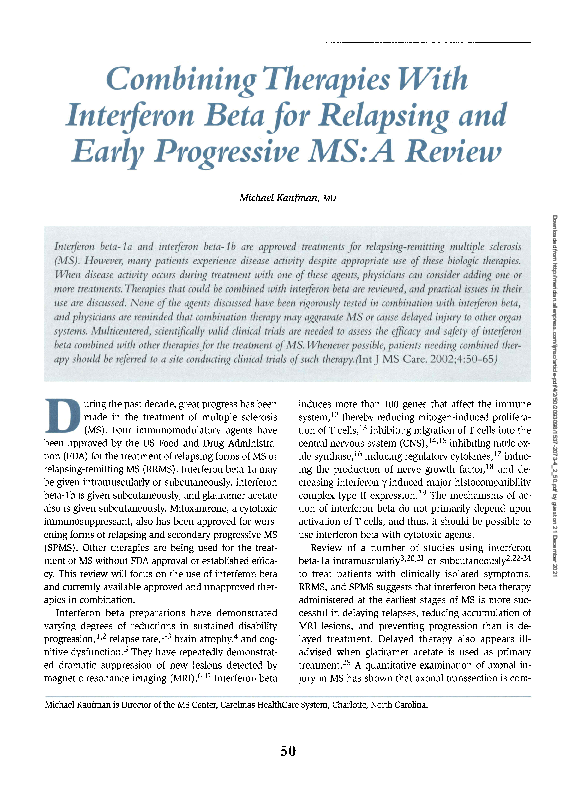 (PDF) Combining Therapies With Interferon Beta for Relapsing and Early ...