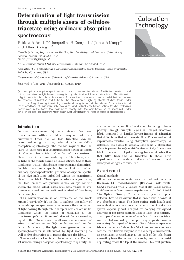(PDF) Determination of light transmission through multiple sheets of ...