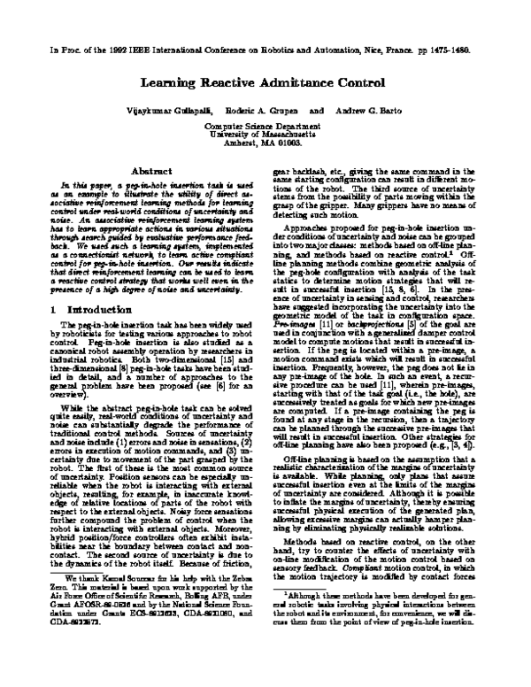 (PDF) Learning reactive admittance control