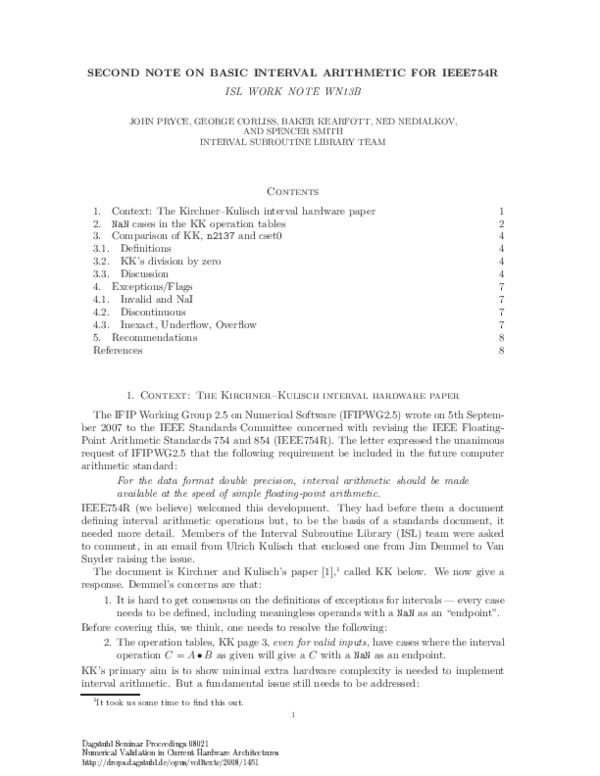 (PDF) Second Note on Basic Interval Arithmetic for IEEE754R