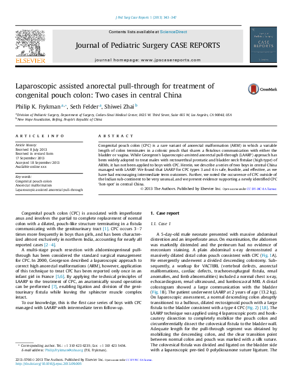 (PDF) Laparoscopic assisted anorectal pull-through for treatment of ...