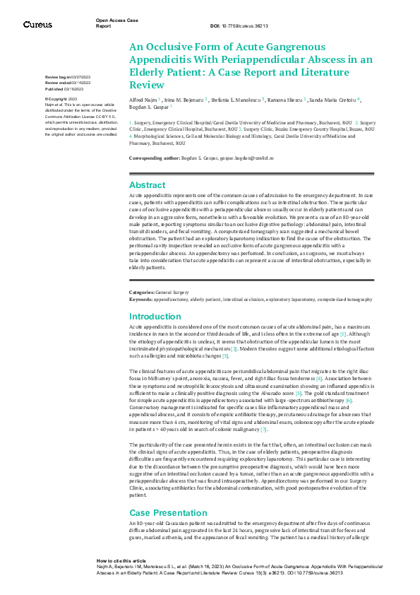 (PDF) An Occlusive Form of Acute Gangrenous Appendicitis With ...