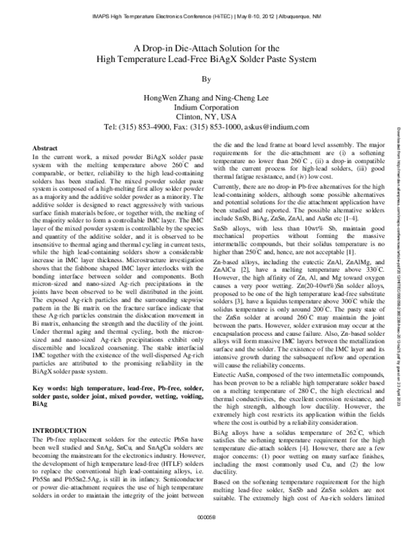 (PDF) A Drop-in Die-Attach Solution for the High Temperature Lead-Free ...