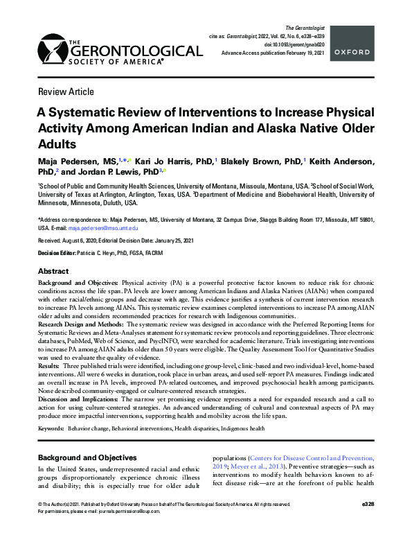 (PDF) A Systematic Review of Interventions to Increase Physical Activity Among American Indian ...