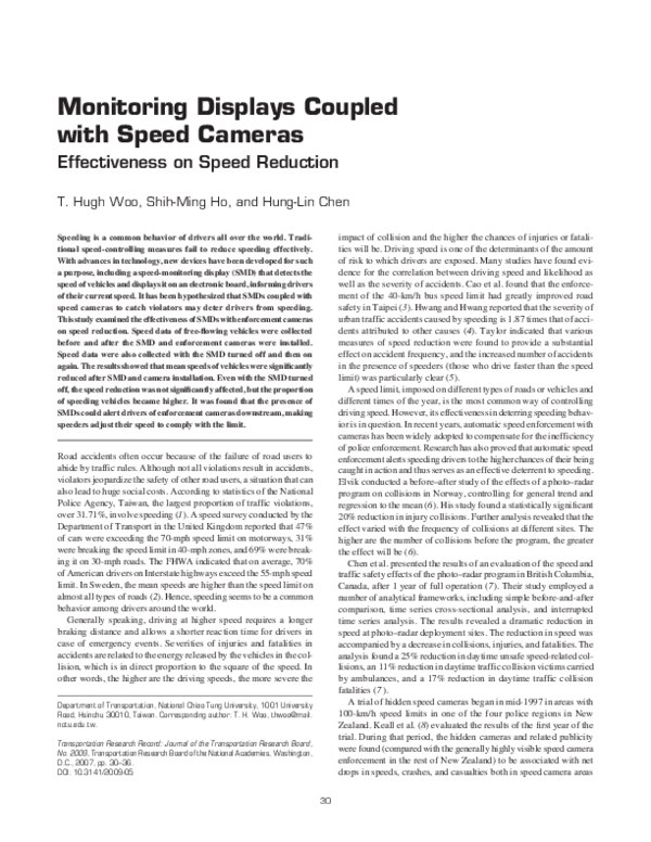 (PDF) Monitoring Displays Coupled with Speed Cameras
