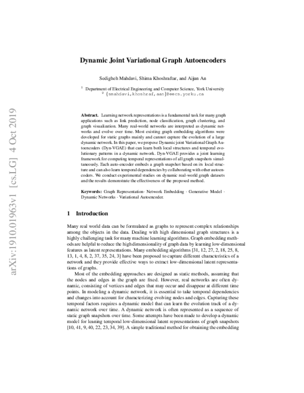 Pdf Dynamic Joint Variational Graph Autoencoders