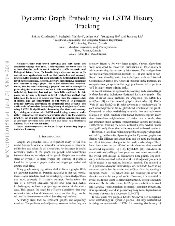 (PDF) Dynamic Graph Embedding via LSTM History Tracking (PDF) Dynamic Graph Embedding via LSTM History Tracking