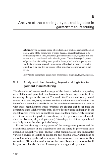 (PDF) Analyze of the planning, layout and logistics in garment ...