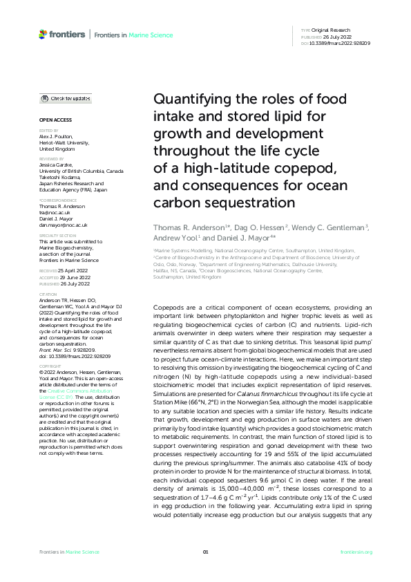 (PDF) Quantifying the roles of food intake and stored lipid for growth ...