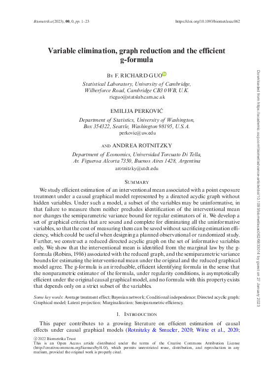 (PDF) Variable elimination, graph reduction and the efficient g-formula | Andrea Rotnitzky ...