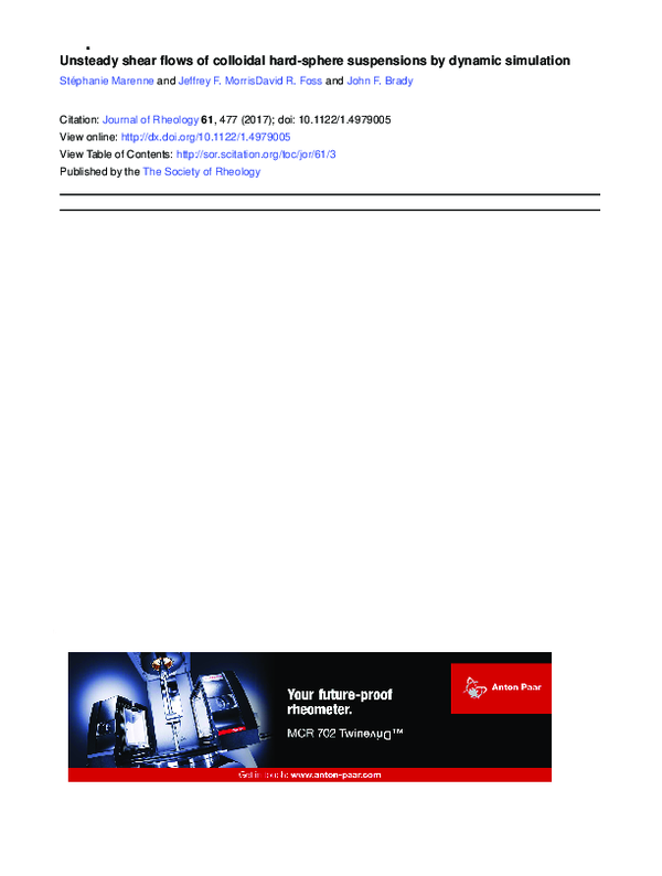(PDF) Unsteady shear flows of colloidal hard-sphere suspensions by ...