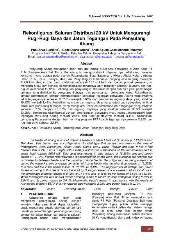 (PDF) Rekonfigurasi Saluran Distribusi 20 kV Untuk Mengurangi Rugi-Rugi ...