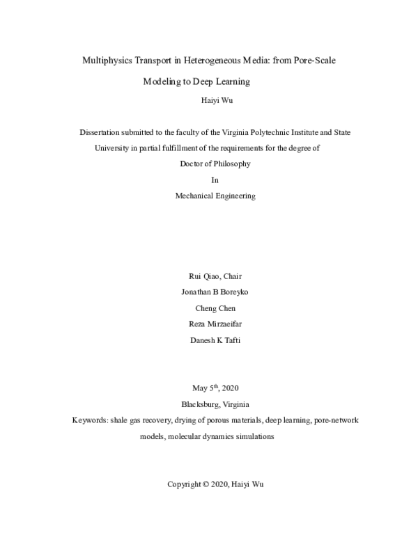 (PDF) Multiphysics Transport in Heterogeneous Media: from Pore-Scale Modeling to Deep Learning