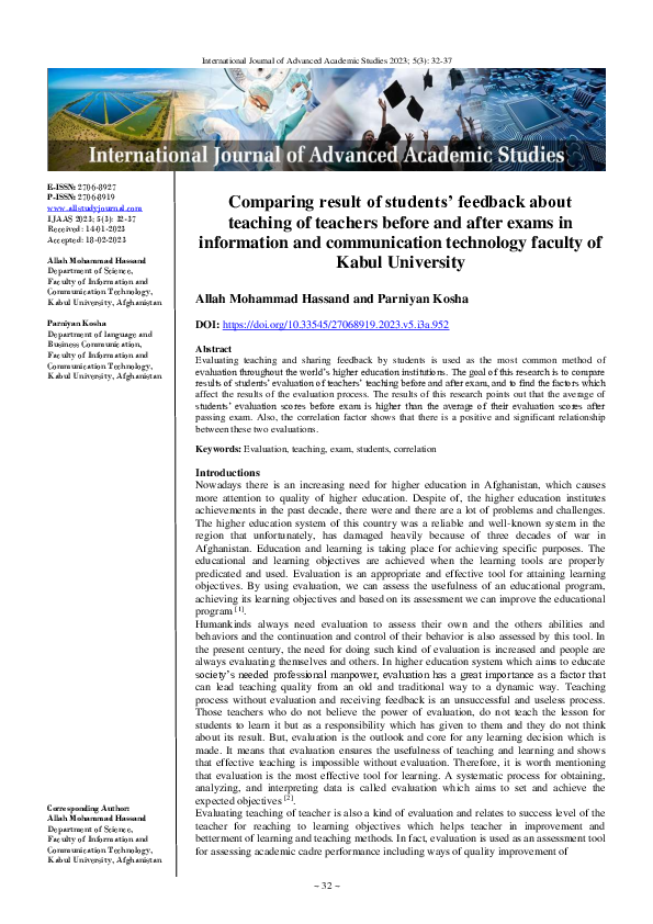 (PDF) Comparing result of students’ feedback about teaching of teachers ...