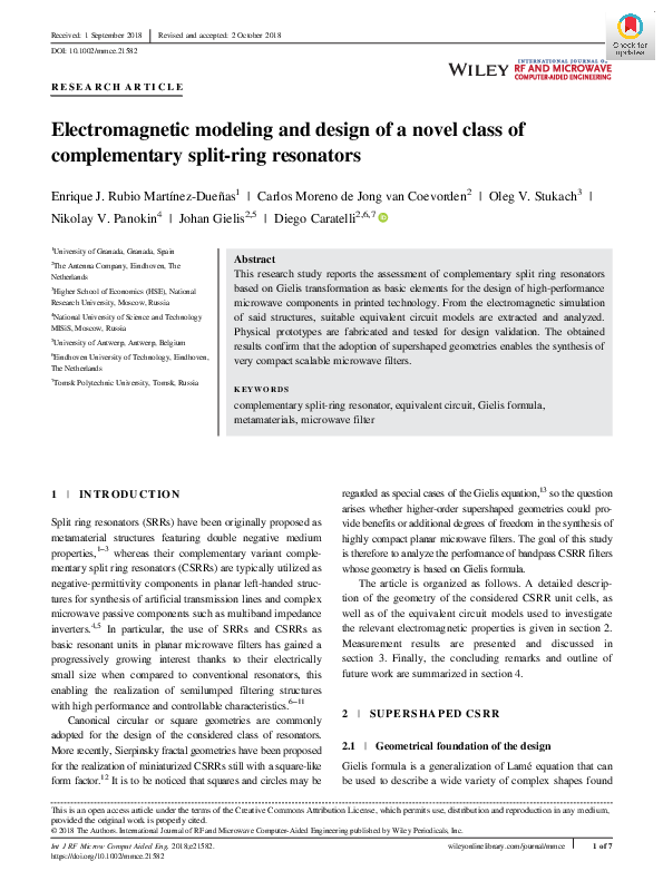(PDF) Electromagnetic modeling and design of a novel class of complementary split-ring ...