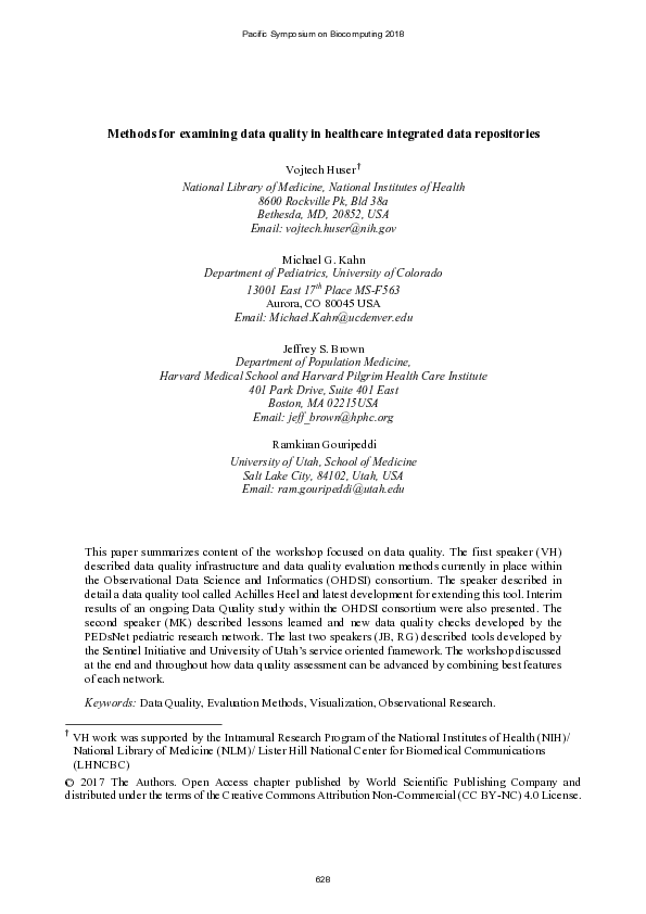 (PDF) Methods for examining data quality in healthcare integrated data ...