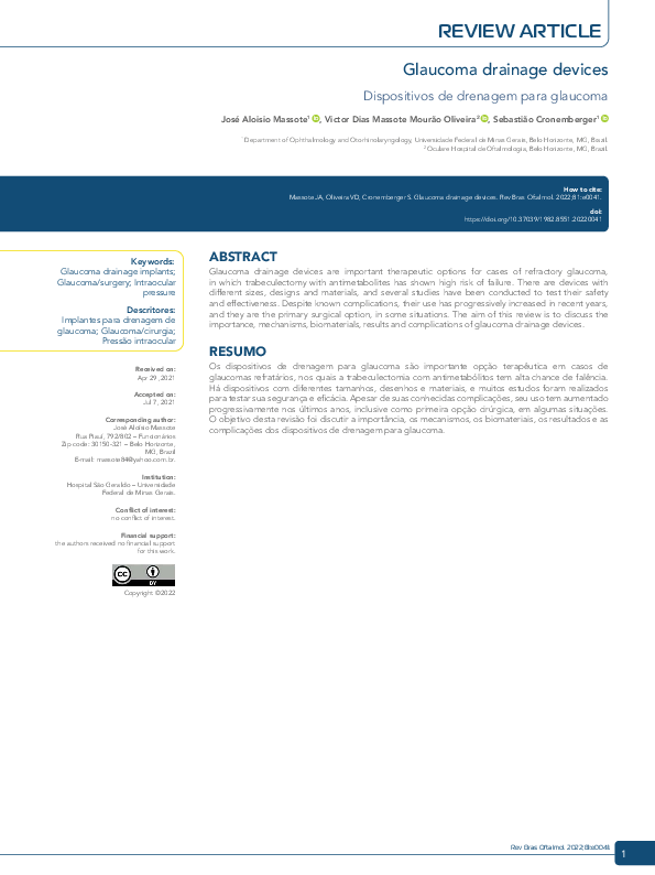 (PDF) Glaucoma drainage devices (PDF) Glaucoma drainage devices