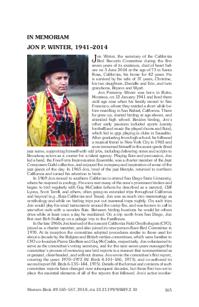 (PDF) In memoriam: Jon P. Winter, 1941-2014
