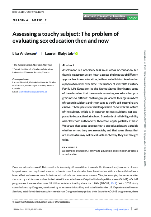 Pdf Assessing A Touchy Subject The Problem Of Evaluating Sex