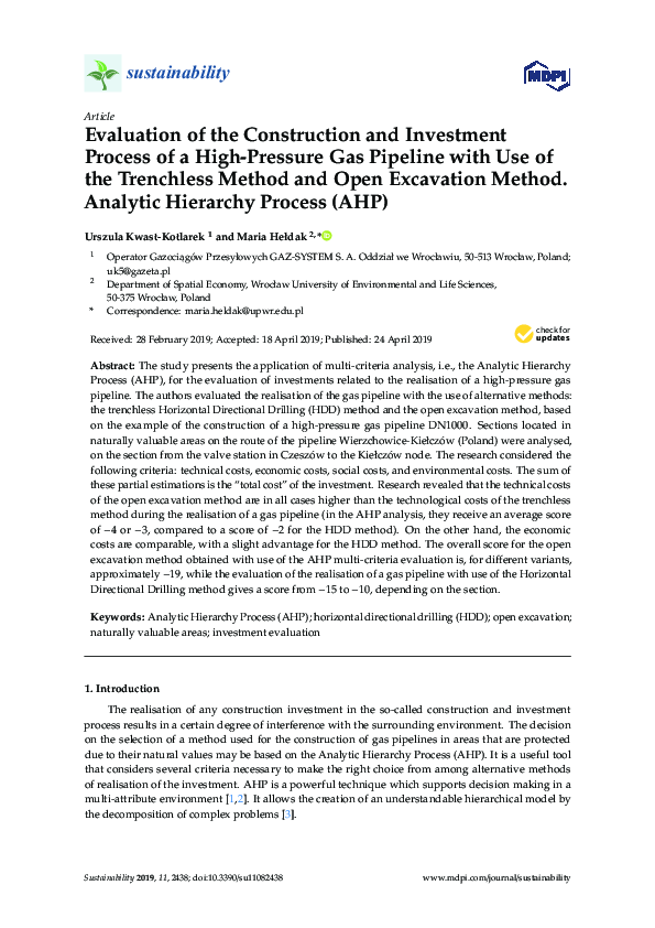 (PDF) Evaluation of the Construction and Investment Process of a High-Pressure Gas Pipeline with ...