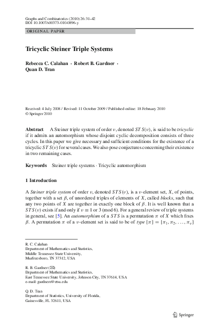 (PDF) Tricyclic Steiner Triple Systems