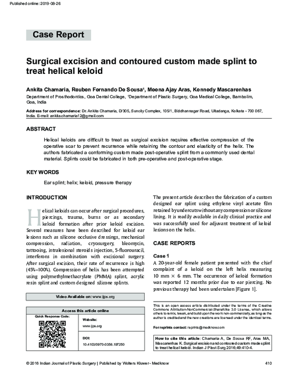 (PDF) Surgical excision and contoured custom made splint to treat ...