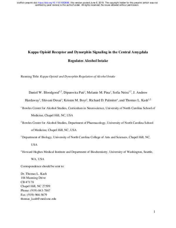 (PDF) Kappa Opioid Receptor and Dynorphin Signaling in the Central ...