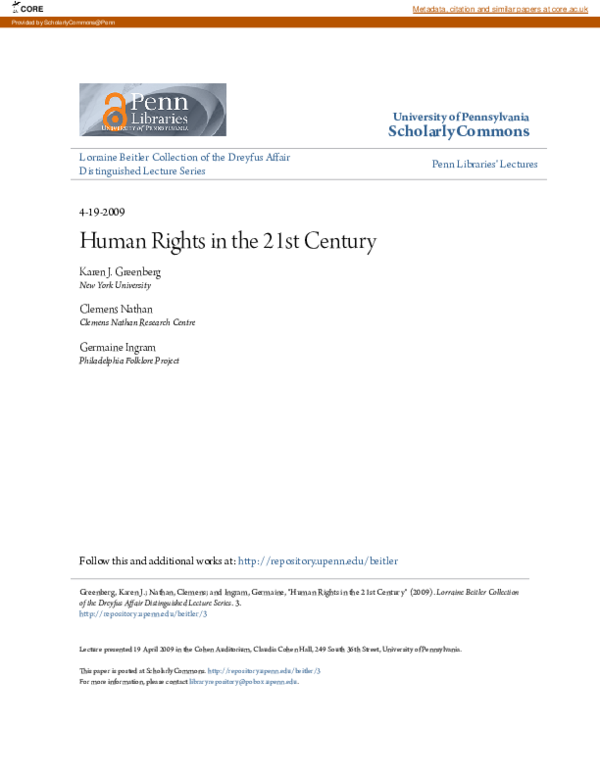 (PDF) Human Rights In The 21st Century