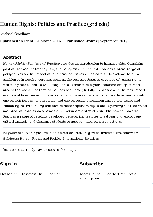 (PDF) Human Rights: Politics and Practice