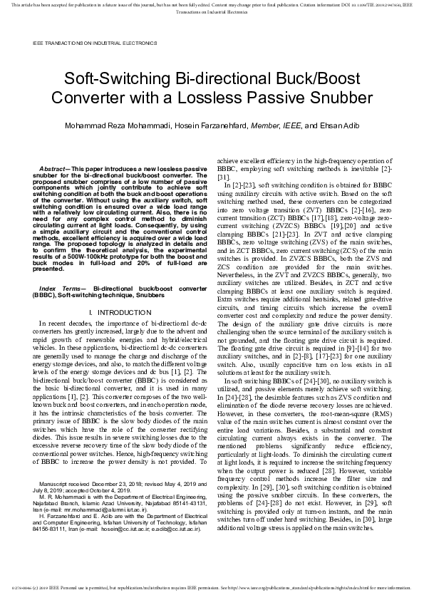 (PDF) Soft-Switching Bidirectional Buck/Boost Converter With a Lossless Passive Snubber