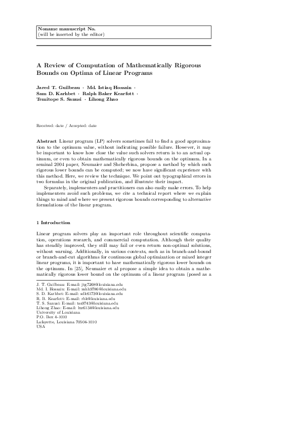 (PDF) A review of computation of mathematically rigorous bounds on ...