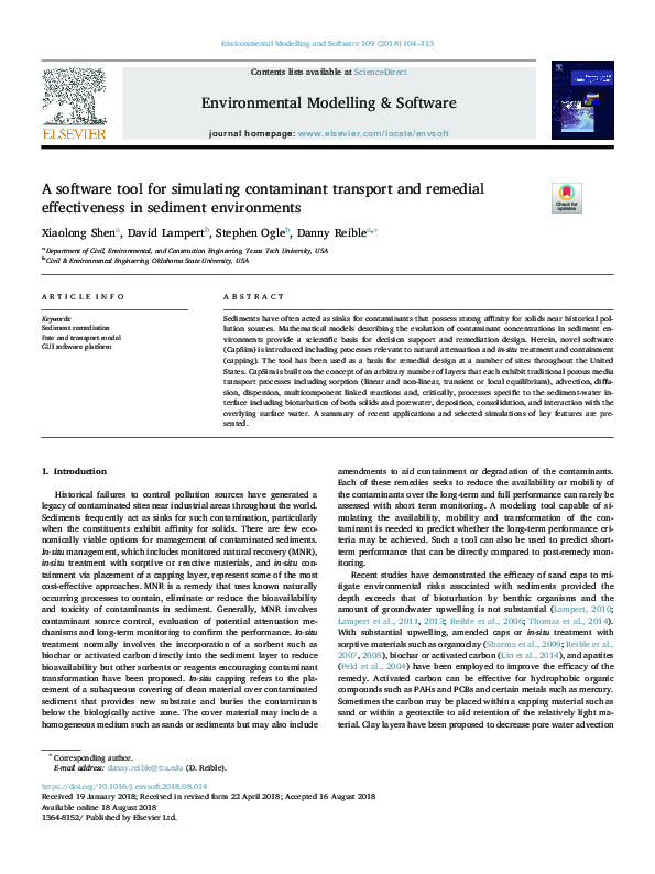 (PDF) A software tool for simulating contaminant transport and remedial ...