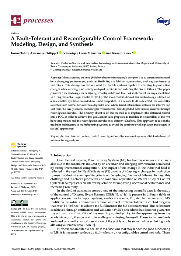 Pdf A Fault Tolerant And Reconfigurable Control Framework Modeling