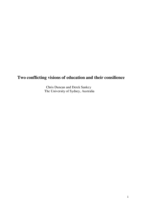(PDF) Two conflicting visions of education and their consilience