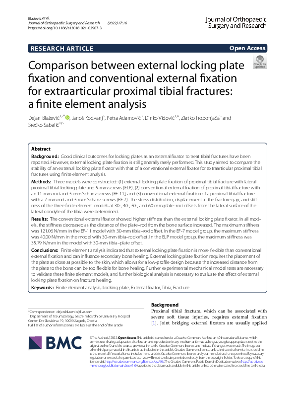 (PDF) Comparison between external locking plate fixation and ...