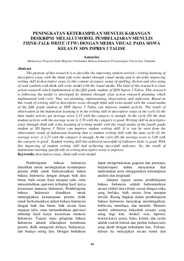(PDF) Peningkatan Keterampilan Menulis Karangan Deskripsi Melalui Model ...