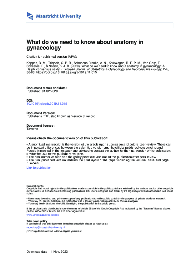 (PDF) What do we need to know about anatomy in gynaecology: A Delphi consensus study