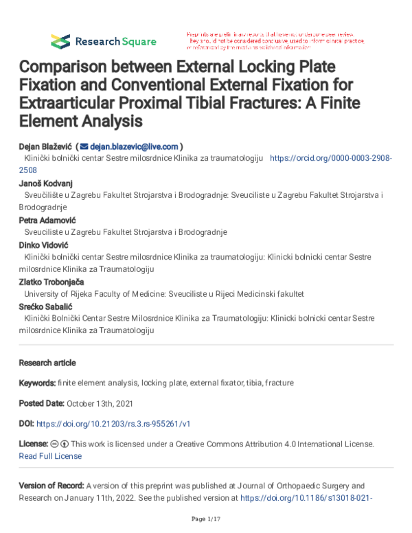 (PDF) Comparison between External Locking Plate Fixation and ...