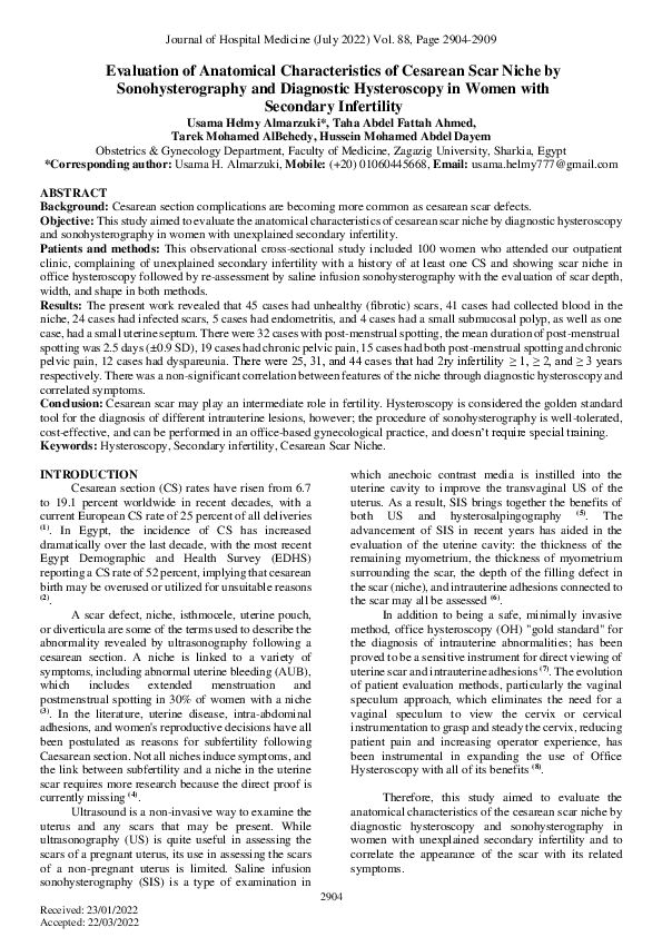 (PDF) Evaluation of Anatomical Characteristics of Cesarean Scar Niche ...