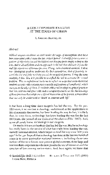 (PDF) A Contemporary Exegesis At the Edges of Chaos | L. Gregory ...