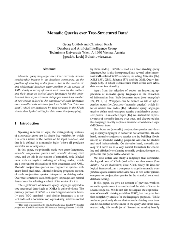 Pdf Monadic Queries Over Tree Structured Data 2145