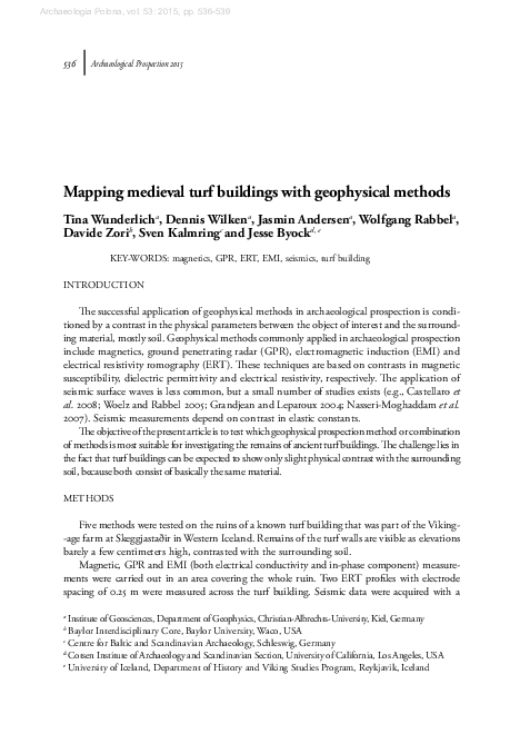 (PDF) Mapping medieval turf buildings with geophysical methods